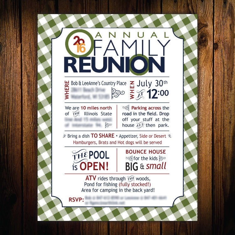 Family Reunion Invitations - 8.5 X 11 Size - Etsy