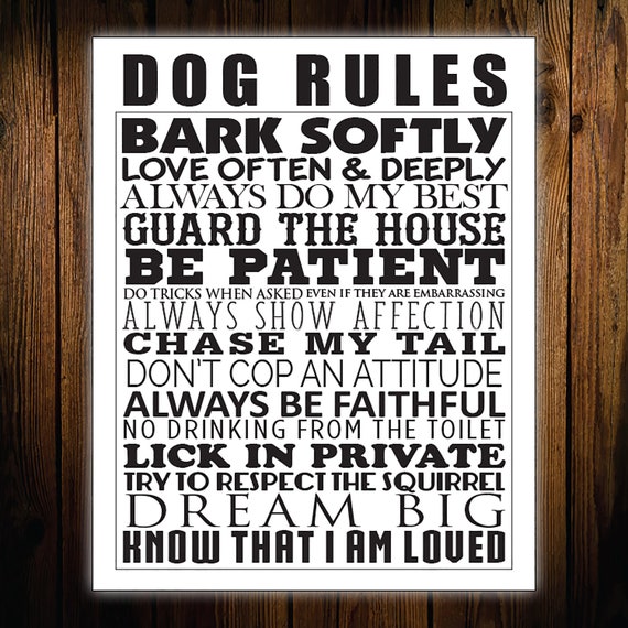 Dog Rules Print | Etsy