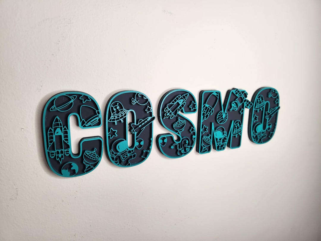 Outer Space Themed Font, Alien Letters, 3D Font, Kids Bedroom, Wooden ...