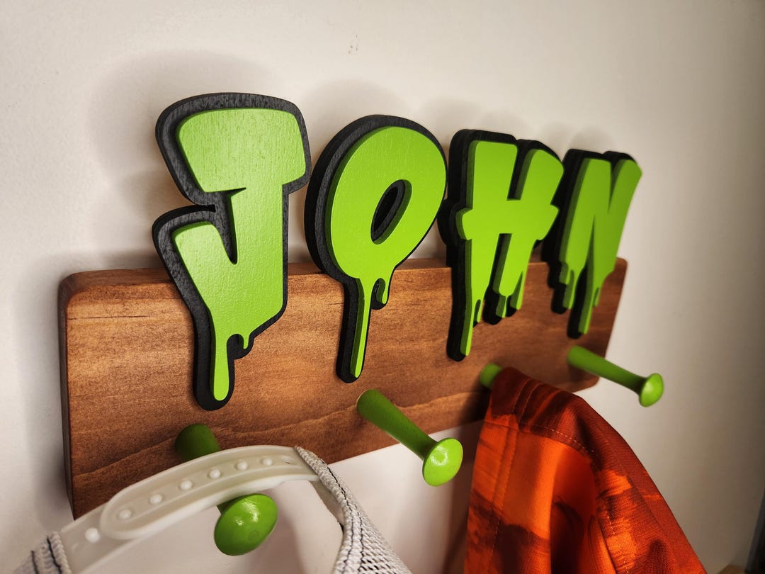 Graffiti Letters Coat Hat Rack, Graffiti Theme, Kids Room Coat Hat Rack ...