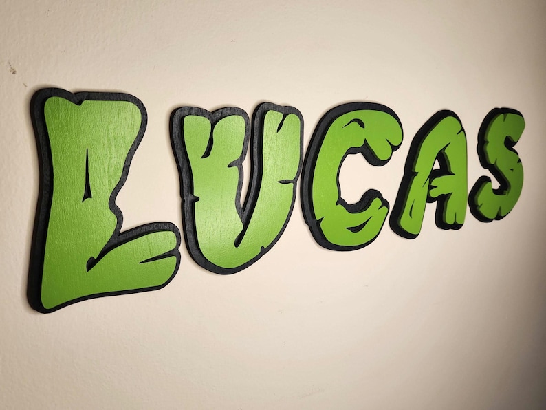 Turtles Themed Font, Superhero, 3D Font, Kids Bedroom, Wooden Letters ...