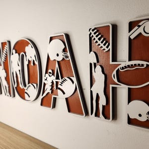 Football Themed Font, 3D Font, Kids Bedroom, Wooden Letters, Sports - Etsy