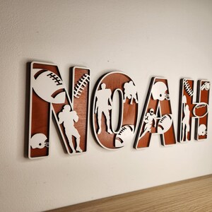 Football Themed Font, 3D Font, Kids Bedroom, Wooden Letters, Sports - Etsy