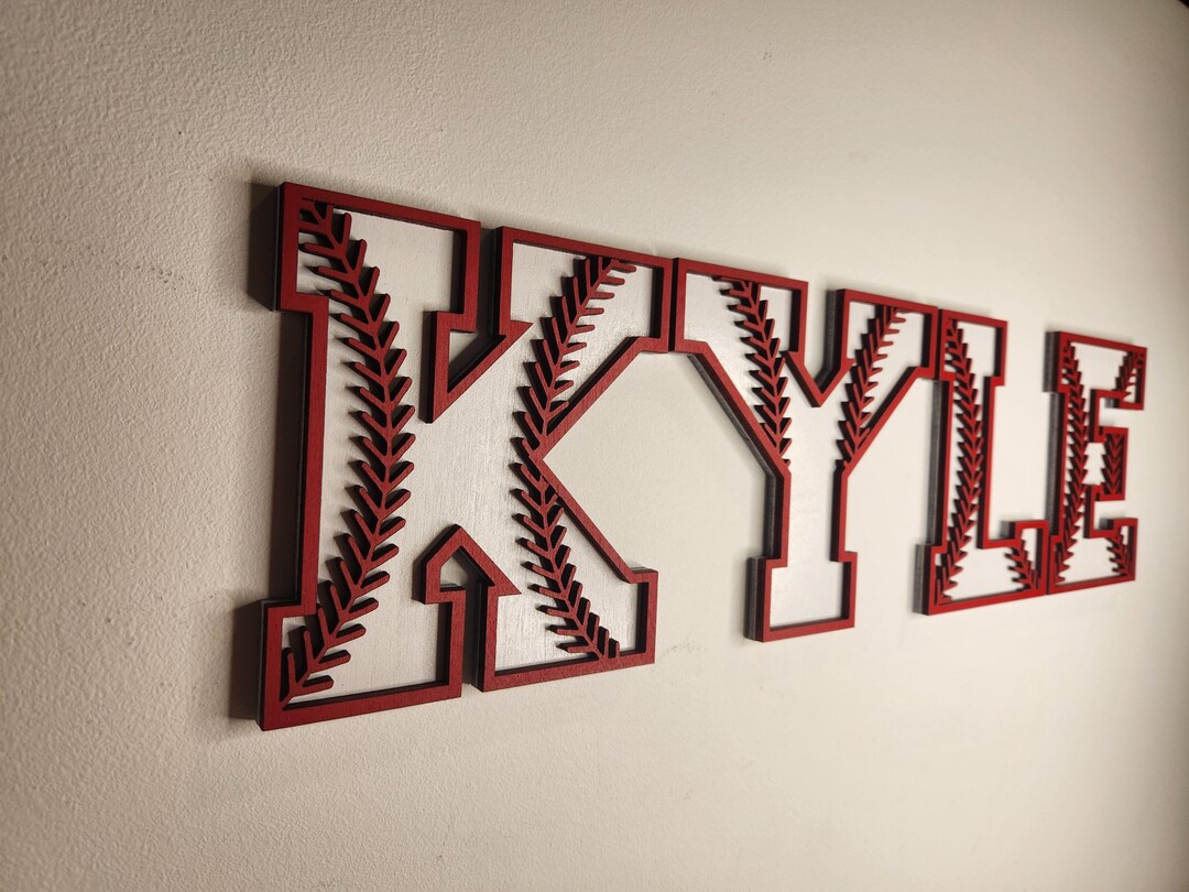 Baseball Themed Font, 3D Font, Kids Bedroom, Wooden Letters - Etsy