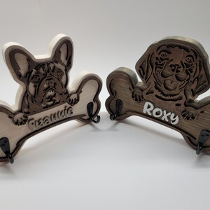 Dog Breed Leash Holder Bone, Personalized Wall Hanger, Custom Decor - Etsy