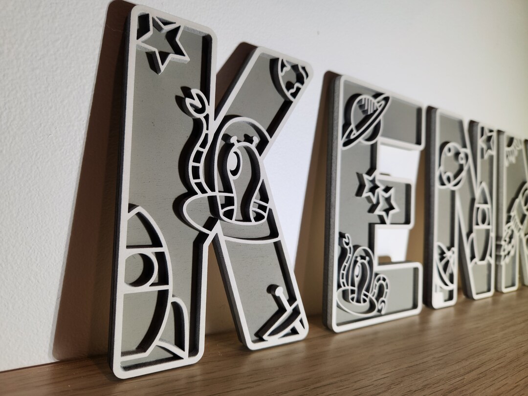 3D Space Letters, Space Font, Kids Bedroom Decor, 3D Font, 3D Wall ...