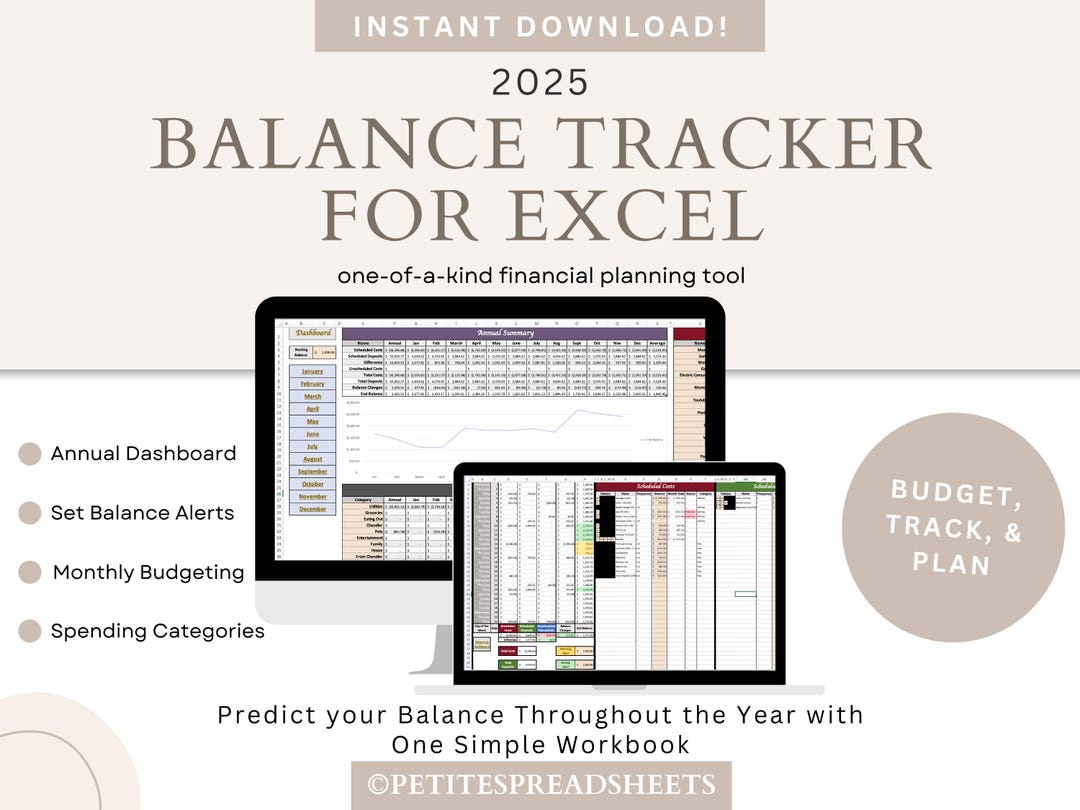 2025 Balance Tracker for Excel ⎮DARK⎮ Predict Balance Throughout the ...