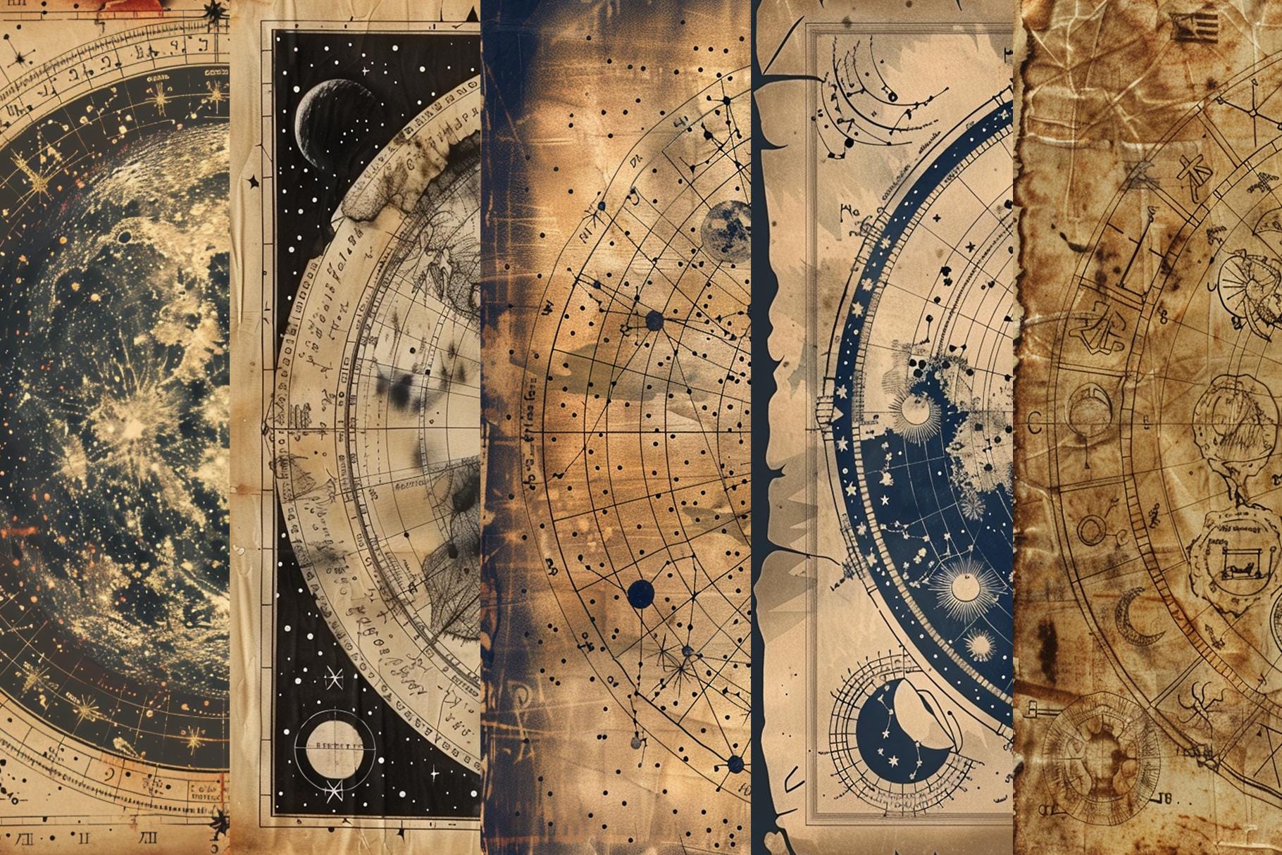 Celestial Astrology Digital Papers: Galaxy Zodiac Scrapbook (PNG ...