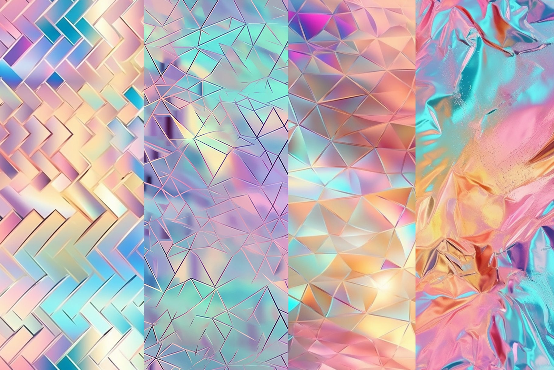 Iridescent Holographic Digital Paper, Holographic Seamless Pattern ...