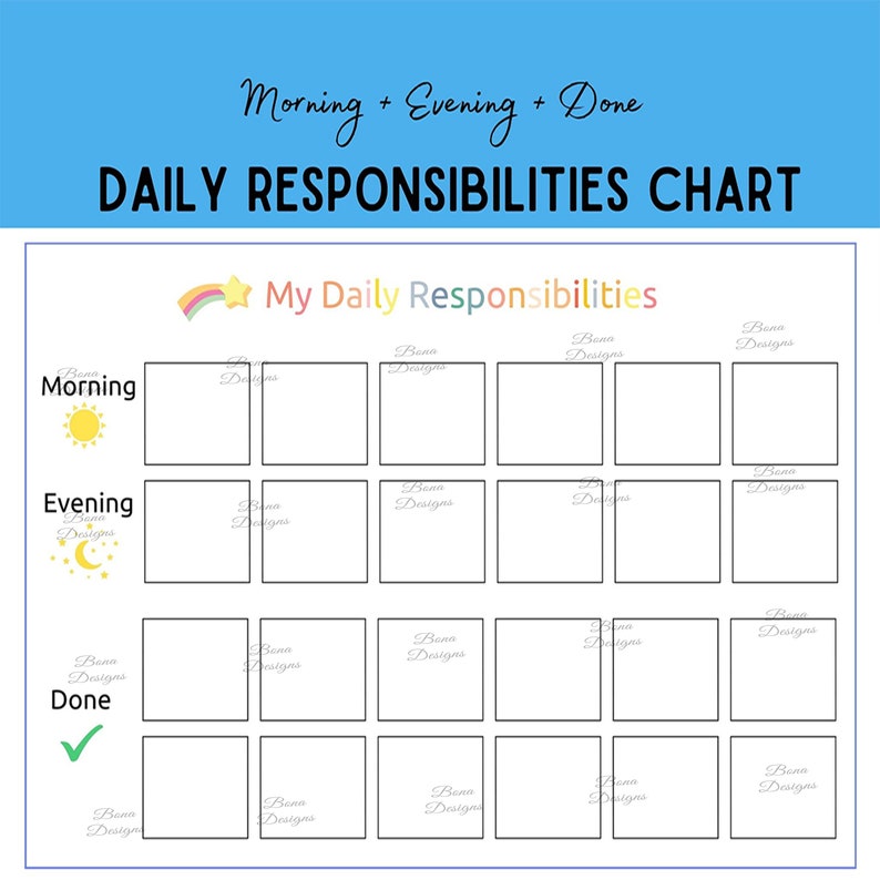 Routine Cards, Charts for Kids, Chores Chart Morning Afternoon Evening ...