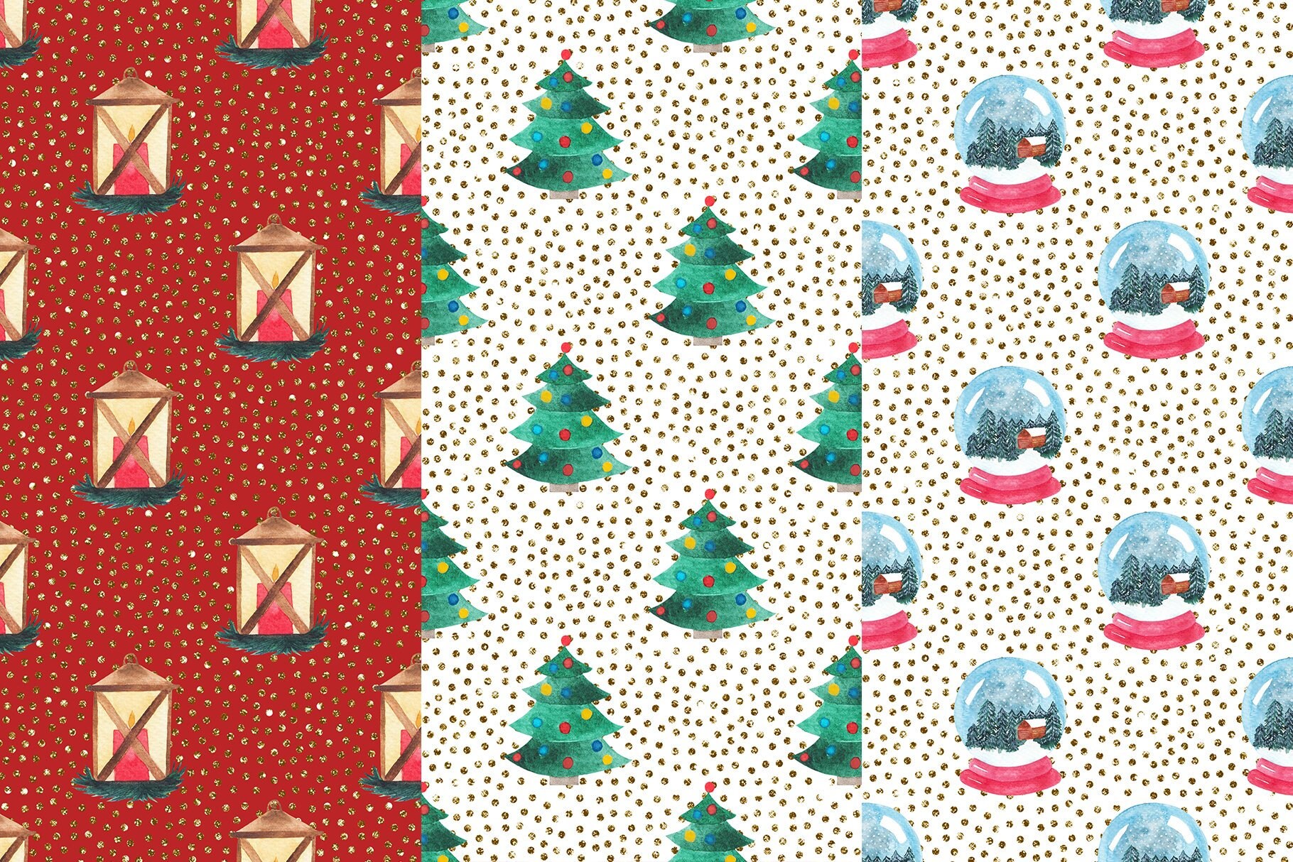 Christmas Digital Papers, Christmas Seamless Pattern, Glitter Christmas ...