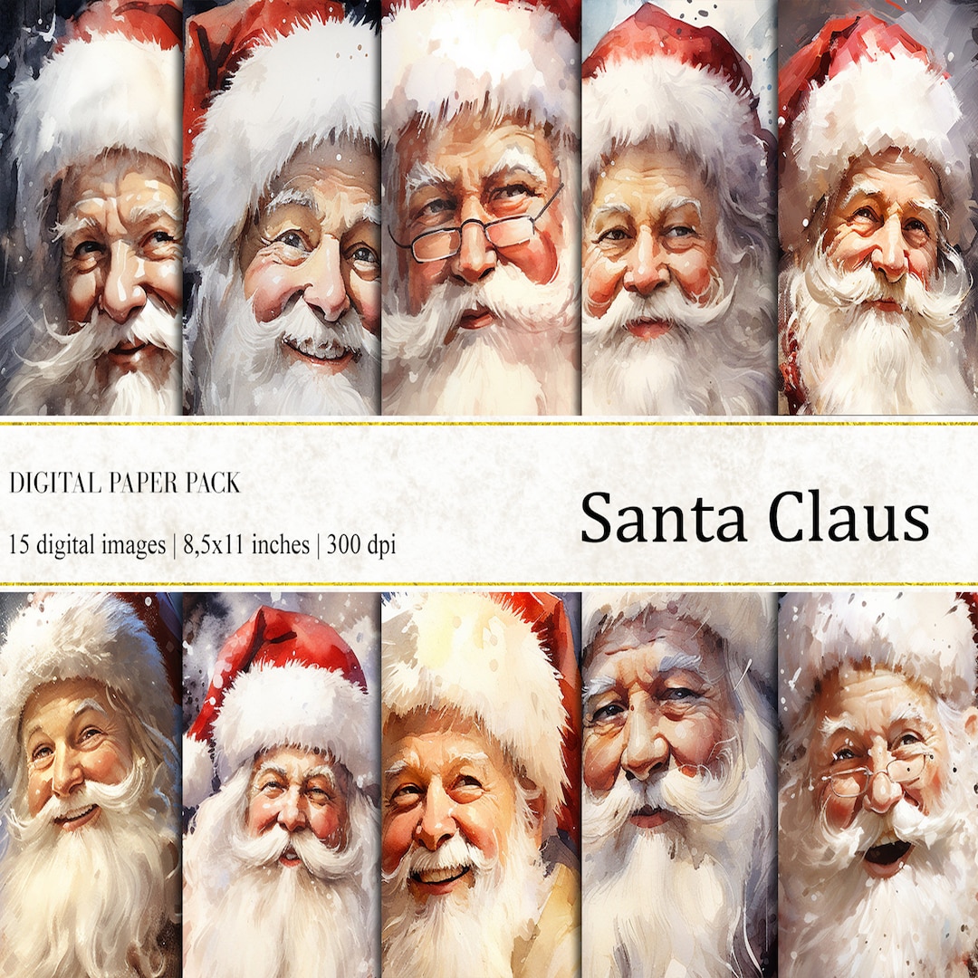 Santa Claus Digital Papers, Santa Claus Backgrounds, Junk Journal ...