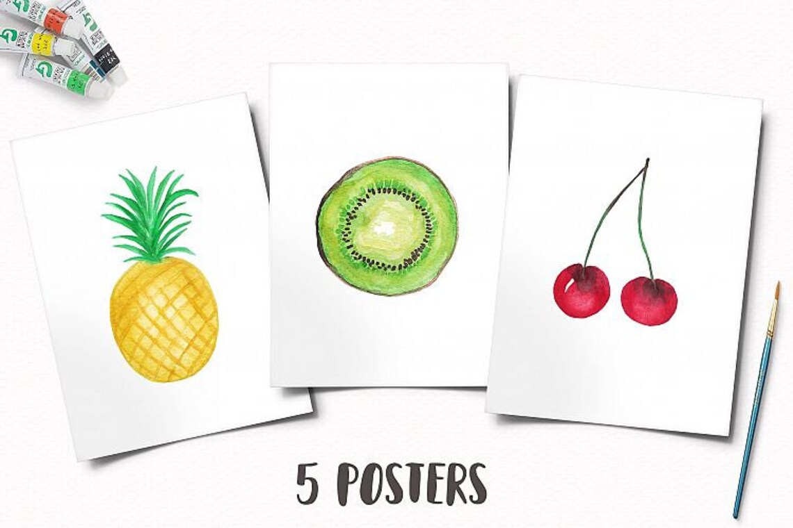 Watercolor Fruits Clipart, Watercolor Fruit Ilustration, Watercolor ...