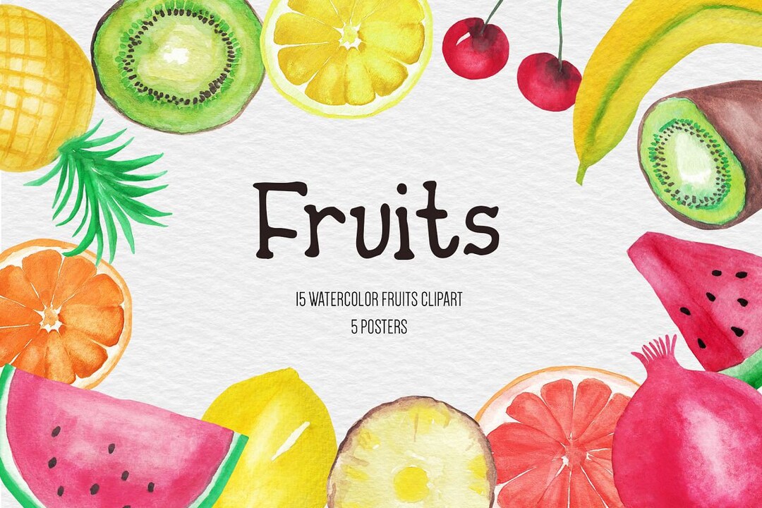 Watercolor Fruits Clipart, Watercolor Fruit Ilustration, Watercolor ...