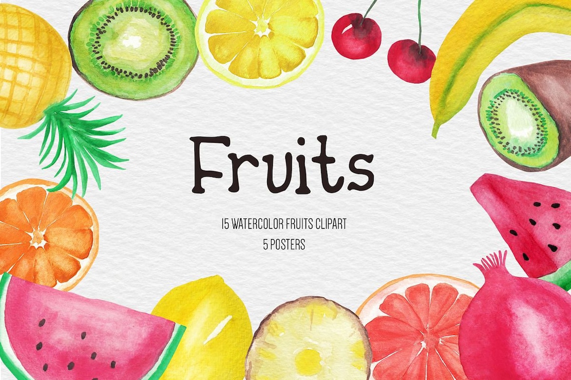 Watercolor Fruits Clipart, Watercolor Fruit Ilustration, Watercolor ...