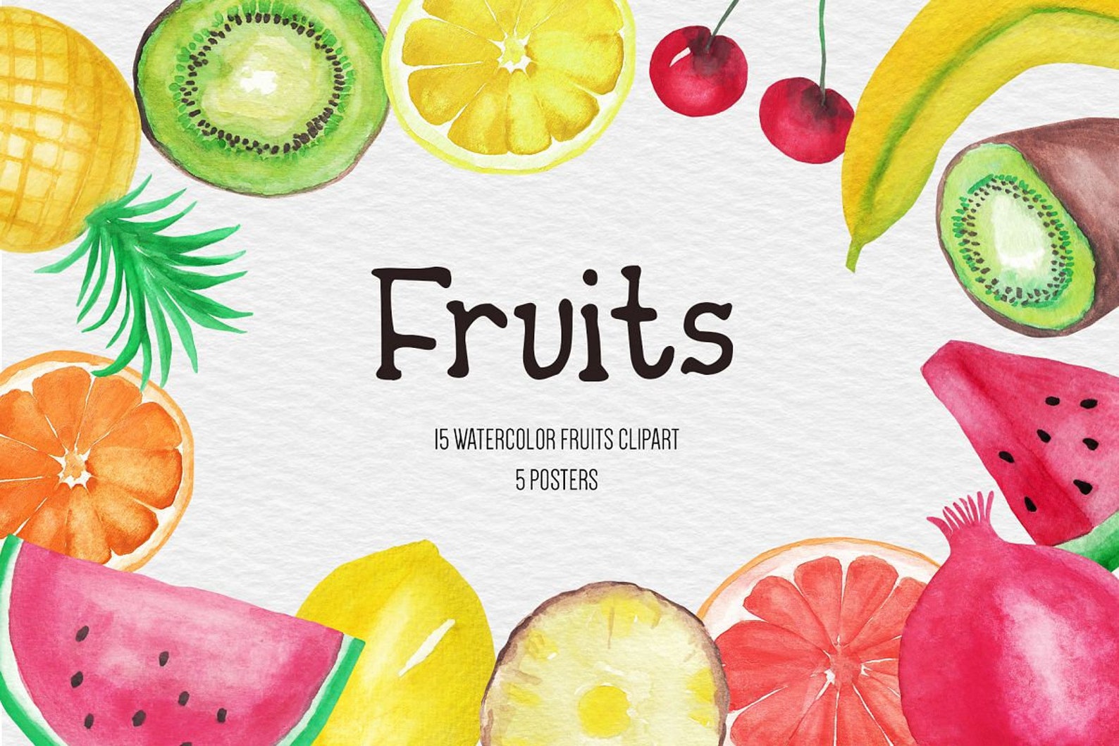 Watercolor Fruits Clipart, Watercolor Fruit Ilustration, Watercolor ...