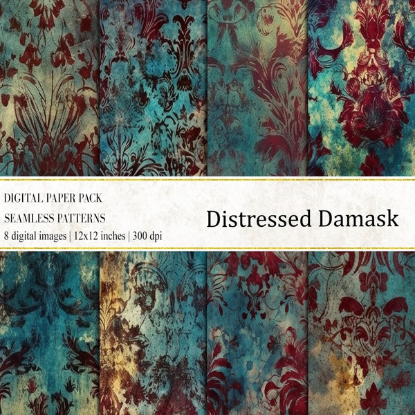 Damask Digital Papers - Etsy