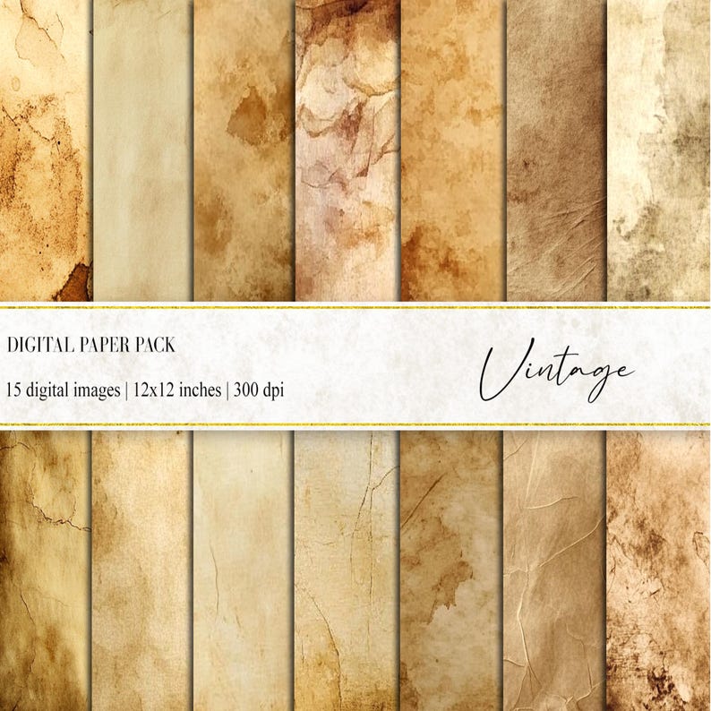 Vintage Digital Papers, Vintage Stained Digital Paper, Vintage ...