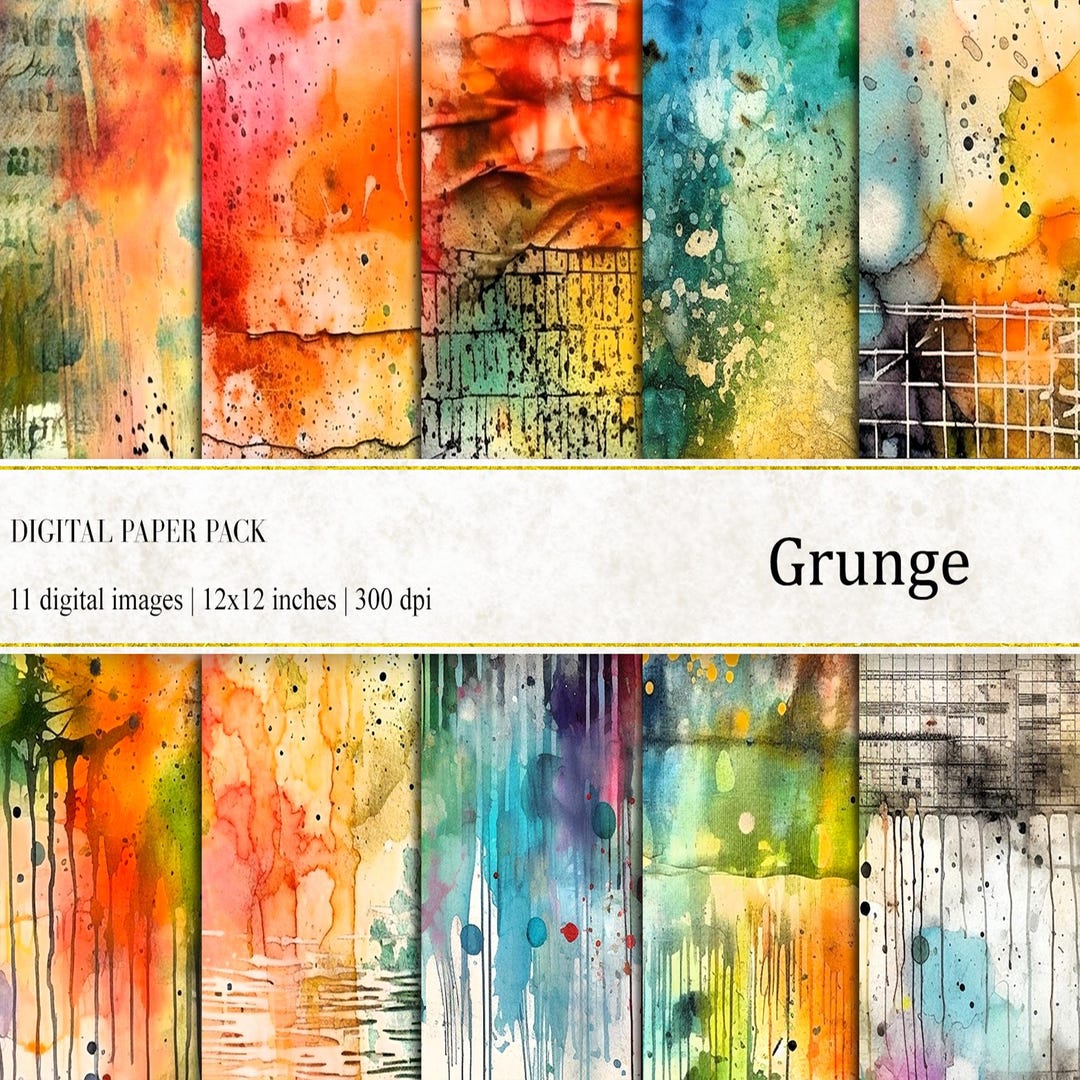 Colorful Grunge Digital Papers: Distressed Textures (digital Download ...