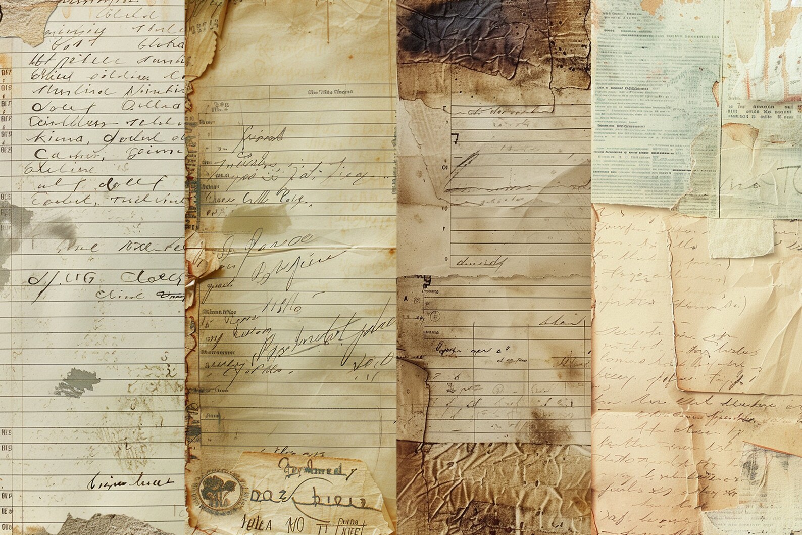 Vintage Handwritten Notes Digital Paper: Antique Ephemera (digital ...