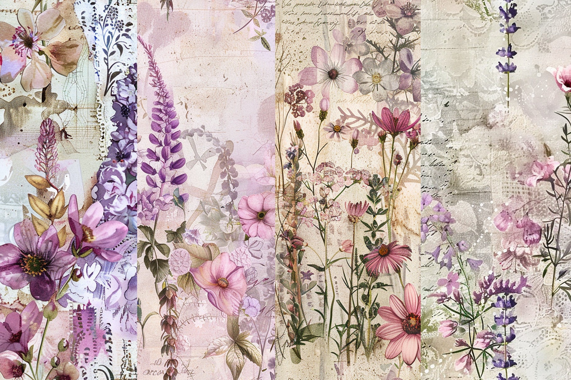 Cottagecore Floral Digital Papers, Shabby Chic Digital Papers, Floral ...