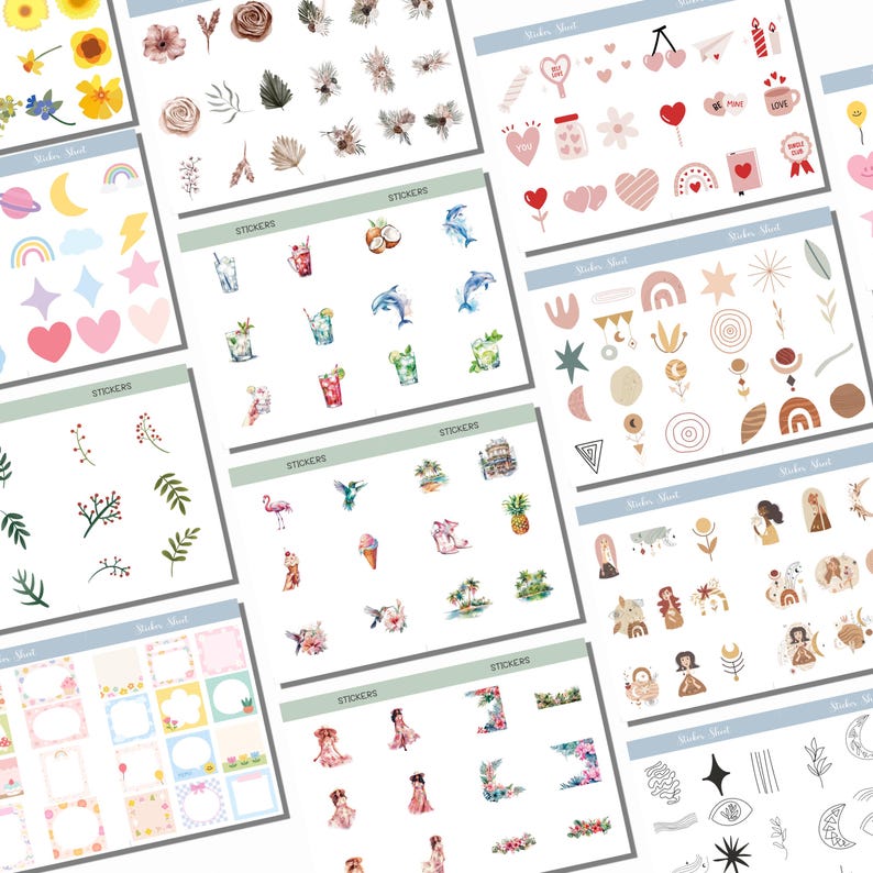 Digital Sticker Sheet, Digital Planner Sticker Download, Printable ...