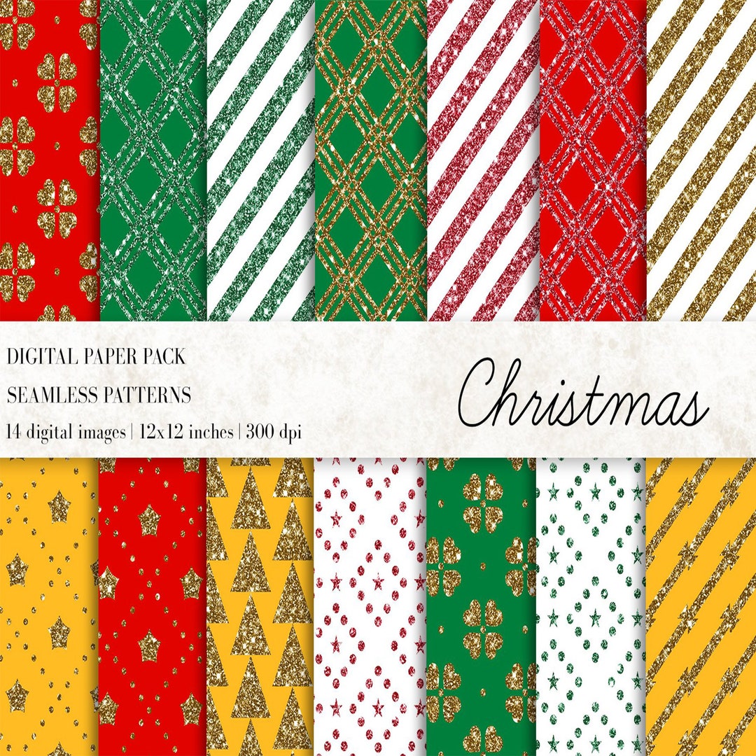 Christmas Glitter Digital Papers: Seamless Patterns (digital Download ...