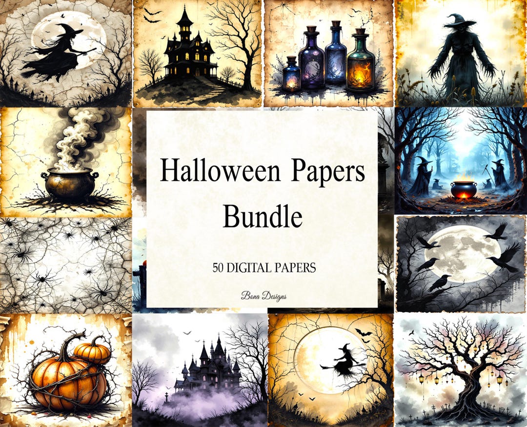 Halloween Papers Bundle: Spooky Digital Scrapbook Kit (digital Download ...