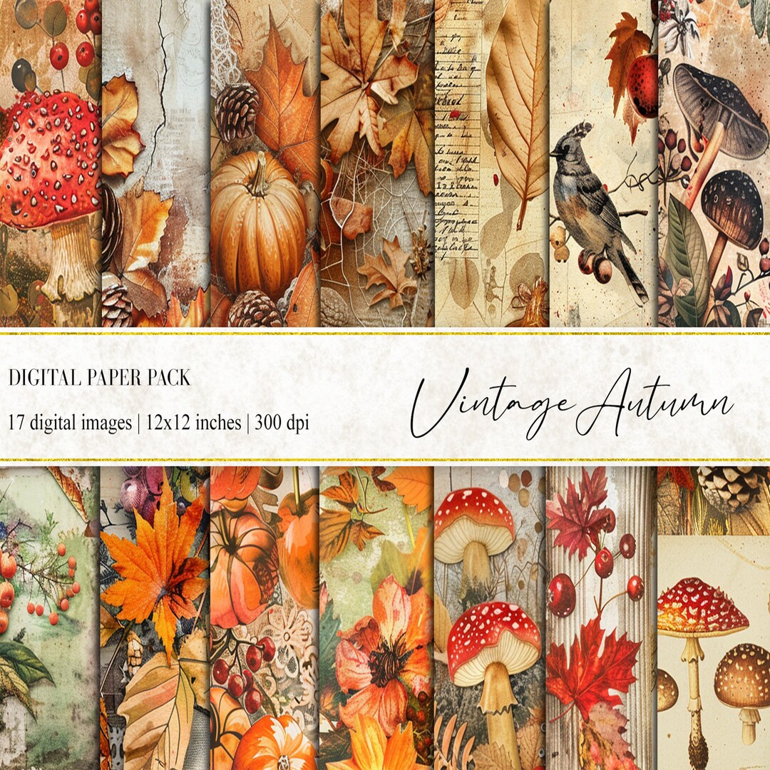 Autumn Fall Digital Papers, Vintage Autumn Digital Papers, Autumn ...