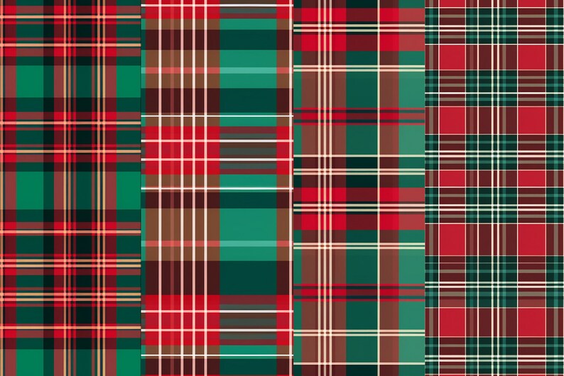 Christmas Plaid Digital Papers, Christmas Plaid Digital Papers ...