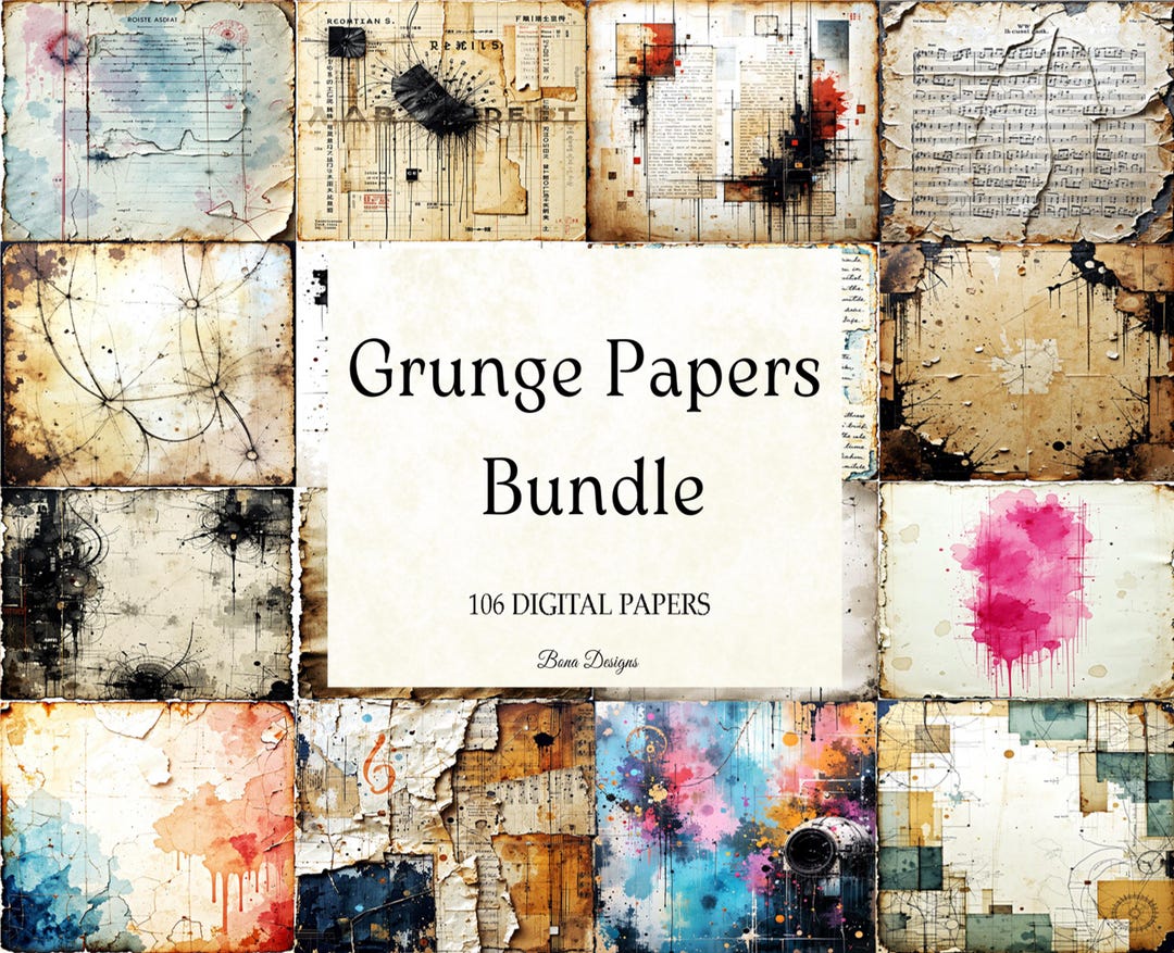 Grunge Digital Paper Bundle: Abstract Textures, Scrapbook Backgrounds ...