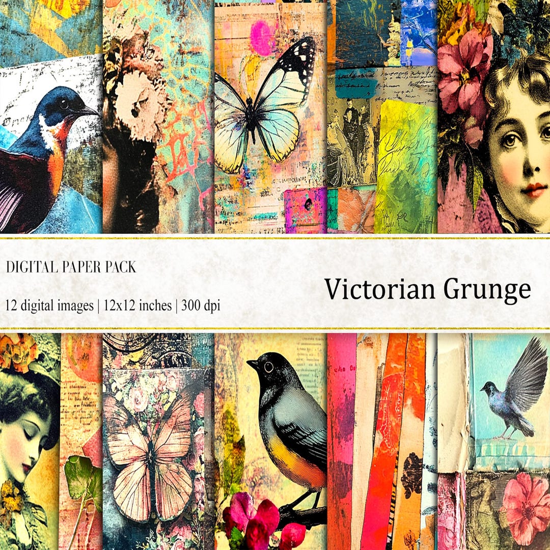 Victorian Grunge Digital Paper, Victorian Paper, Ephemera Paper, Craft ...