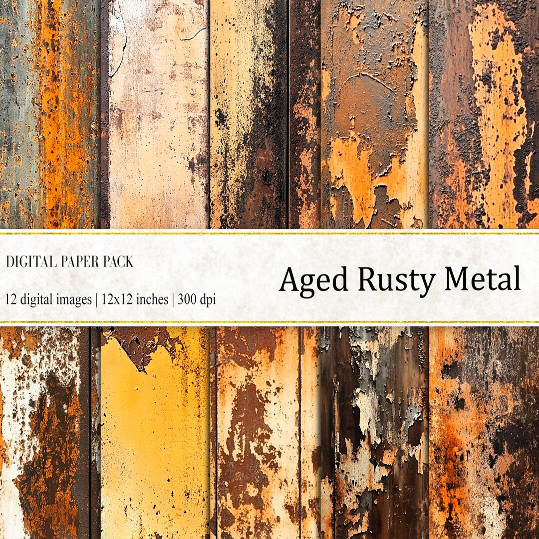 Aged Rusty Metal Textures: Grunge Digital Papers (PNG, 12x12) - Etsy