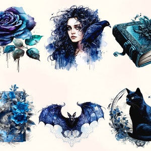 Blue Witch Clipart, Magic Witch Clipart, Witchcraft Png, Watercolor ...