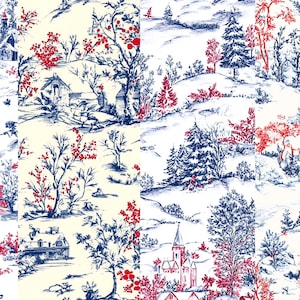 Christmas Toile De Jouy Digital Paper, Christmas Seamless Pattern ...