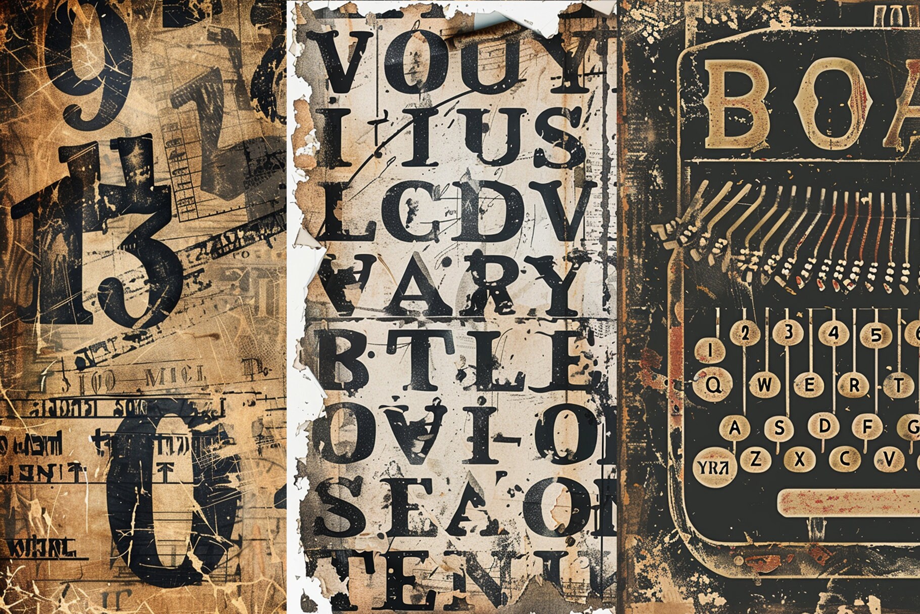 Grunge Letters Numbers Digital Paper Pack (12x12 Inches) - Etsy