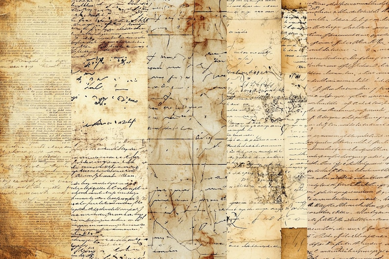 Vintage Notes Digital Paper Pack: 12x12 Scrapbook Backgrounds (digital ...