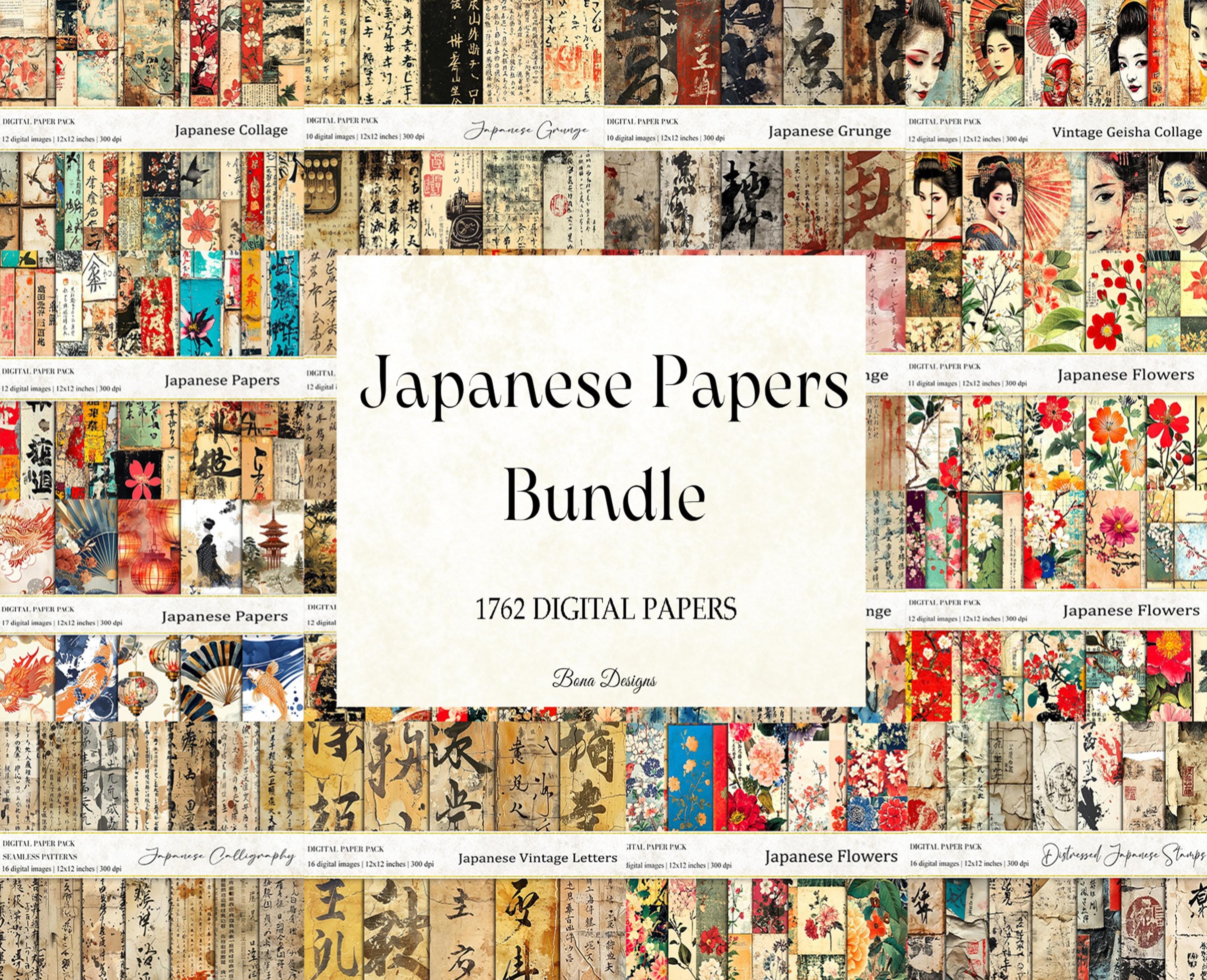 Japanese Papers Bundle: 1762 Asian Scrapbook Pages Junk Journal Kit ...