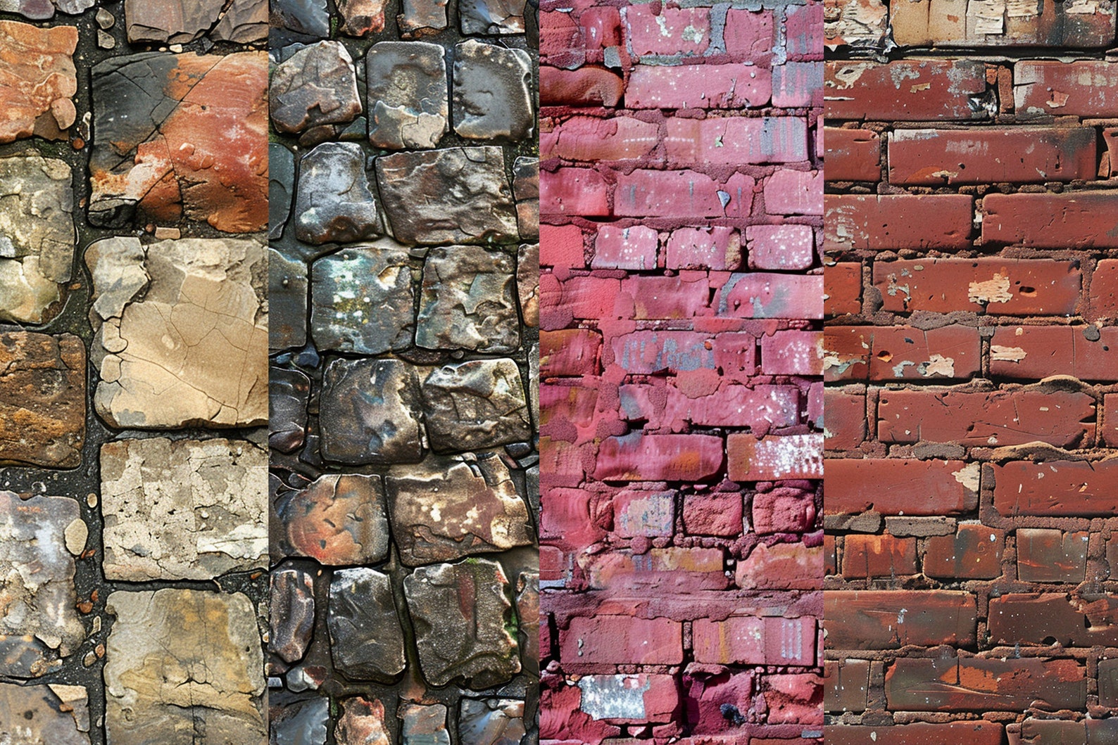 Brick Wall Digital Papers, Old Brick Wall Digital Paper, Seamless Brick ...