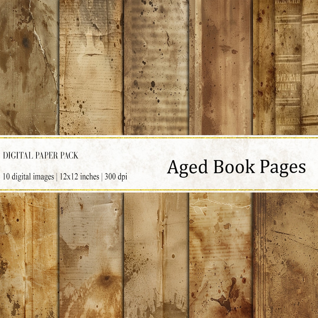 Aged Book Pages Digital Papers, Aged Book Pages Background, Book Pages ...