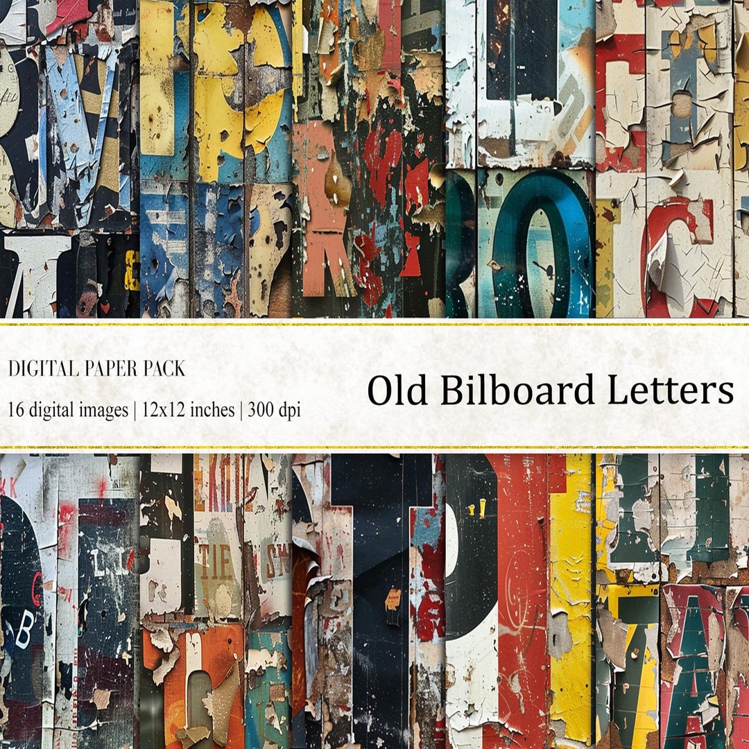 Old Bilboard Letters Digital Papers, Grunge Digital Papers, Old Letters ...