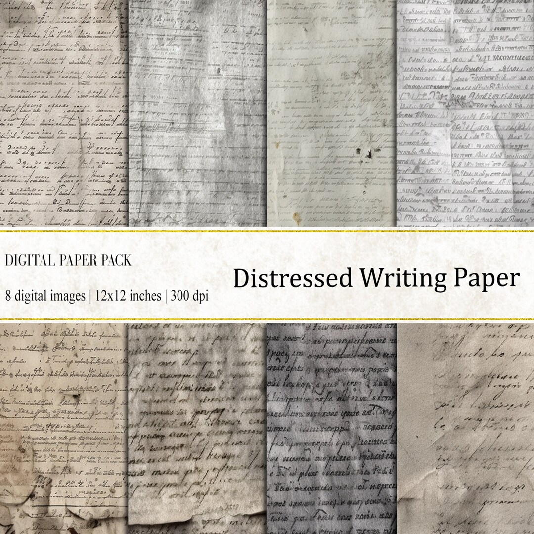 Distressed Writing Paper Digital Papers, Writing Paper Print ...