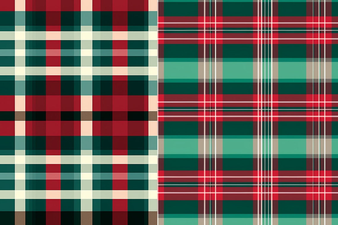 Christmas Plaid Digital Papers: Red & Green Seamless Patterns (digital ...