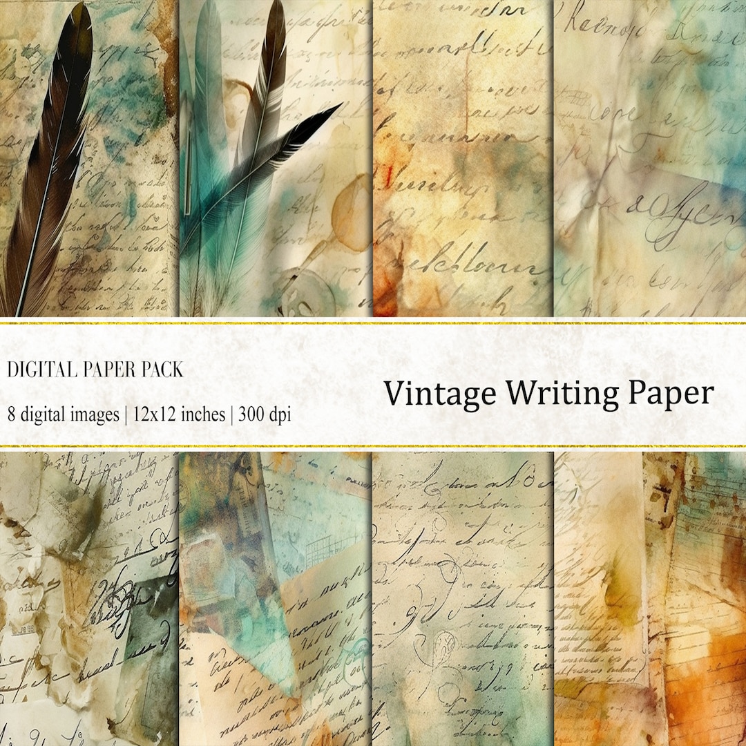 Vintage Writing Paper Digital Textures: Scrapbook & Stationery (PNG ...