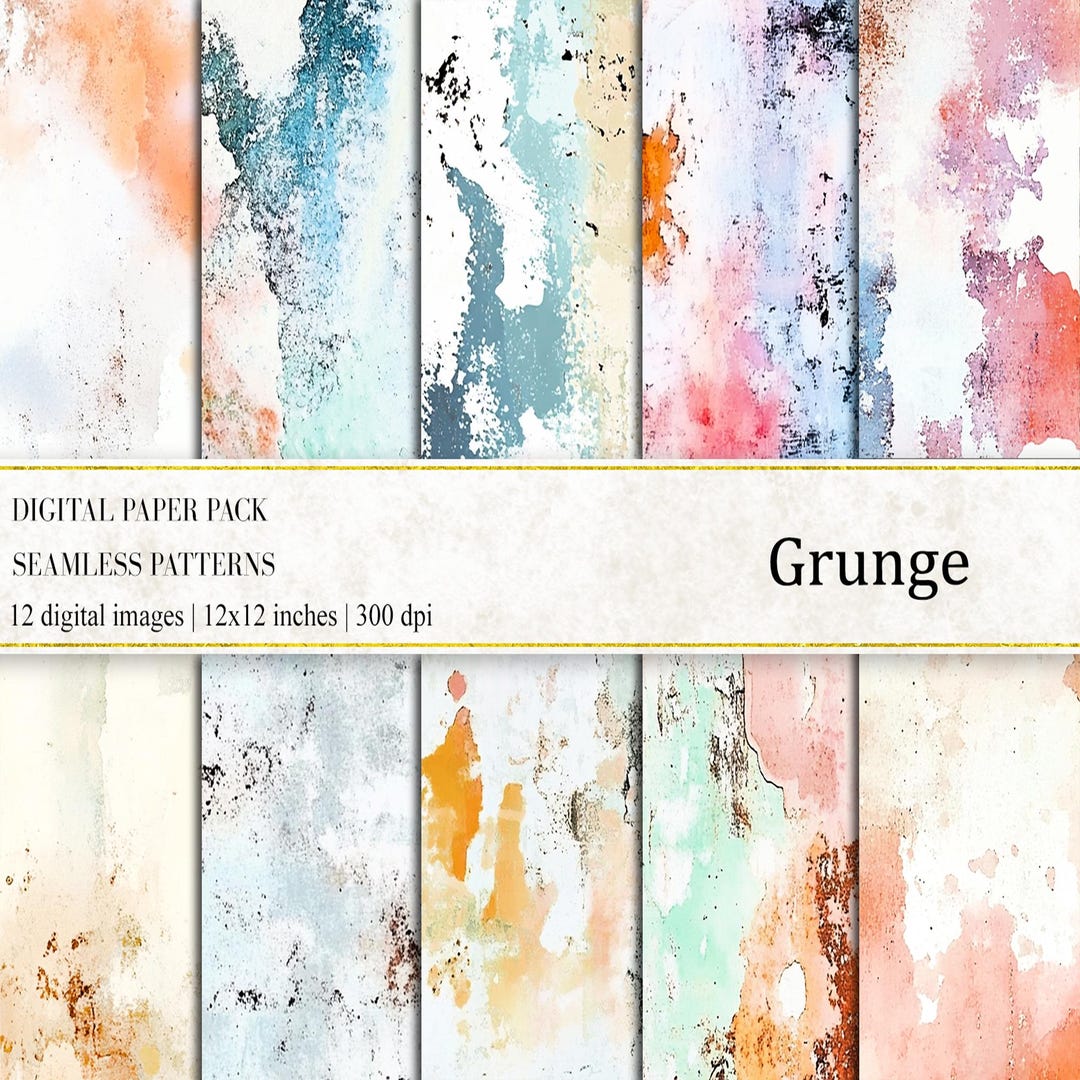 Watercolor Grunge Digital Paper: Pink Beige Seamless Patterns (digital ...