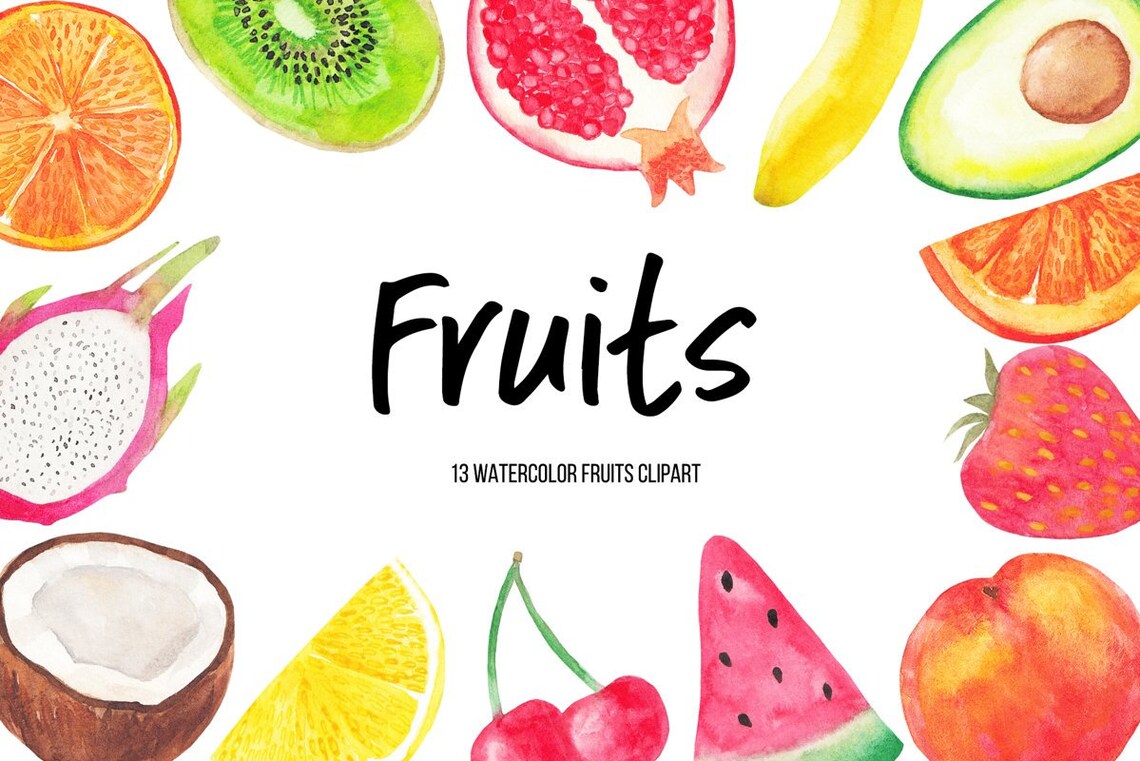 Watercolor Fruits Clipart Watercolor Fruit Ilustrations - Etsy