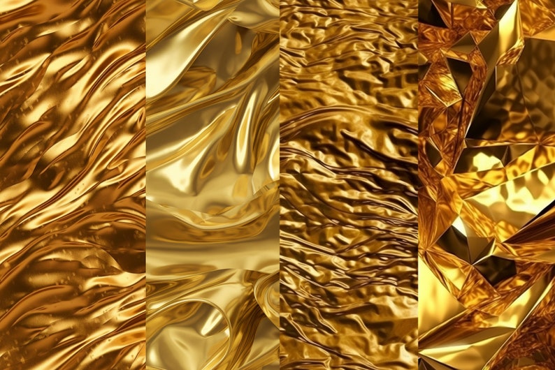 Gold Foil Digital Papers, Gold Foil Seamless Patterns, Gold Foil ...