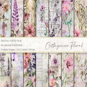 Cottagecore Floral Digital Papers, Shabby Chic Digital Papers, Floral ...