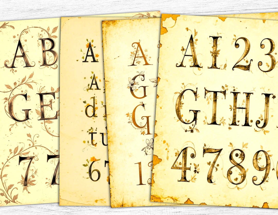 Letters Numbers Junk Journal Papers, Vintage Number Papers, Numbers ...