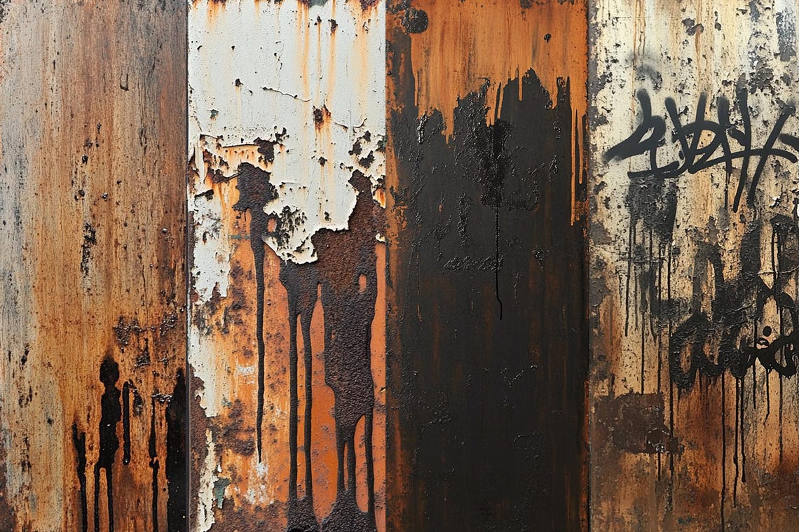 Rusty Metal Texture Digital Papers: Distressed Grunge Background (PNG ...